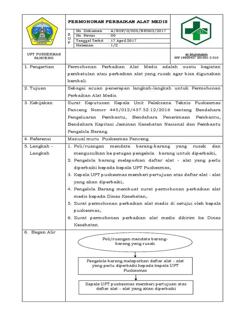SOP Permohonan Perbaikan Alat | PDF