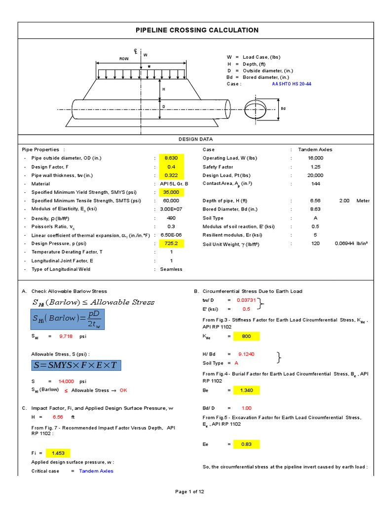 Crossing Calculation API 1102 8inch Sch40 Api5lbrg 1.3depth | PDF ...