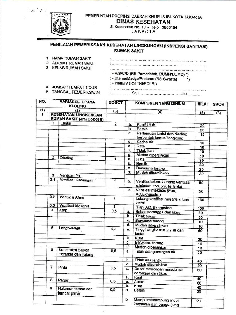 Form ikl Rumah Sakit