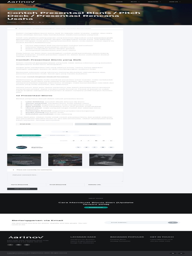 Contoh Presentasi Bisnis - Pitch Deck - Presentasi Rencana Usaha | PDF ...