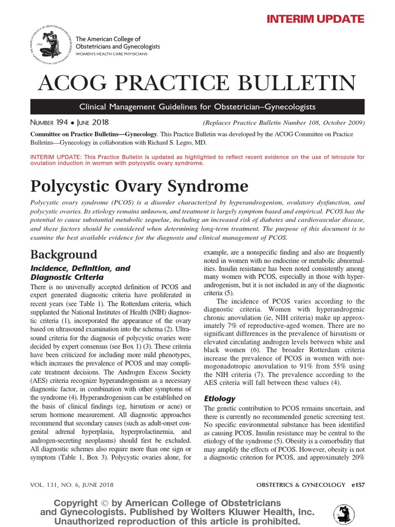 Acog 194 | PDF | Polycystic Ovary Syndrome | Diabetes Mellitus Type 2
