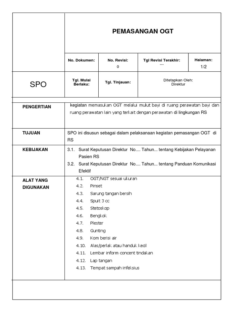 Spo Pemasangan Ogt | PDF