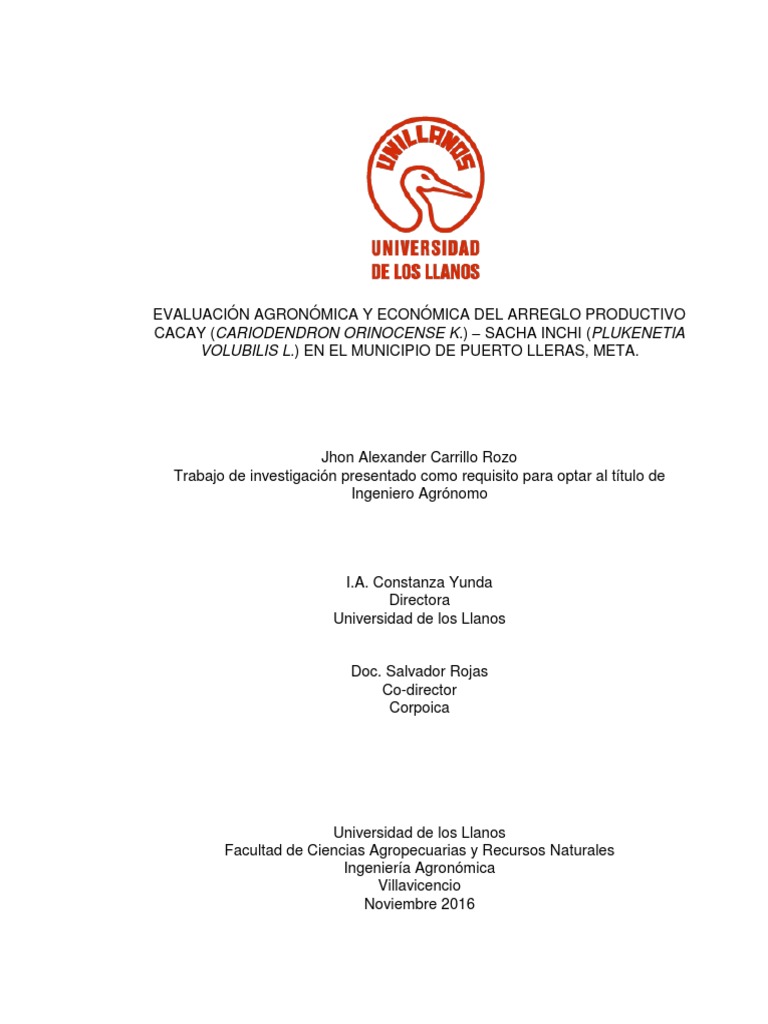 Evaluación Productiva Cacay-Sacha Inchi | PDF | Botánica | Plantas