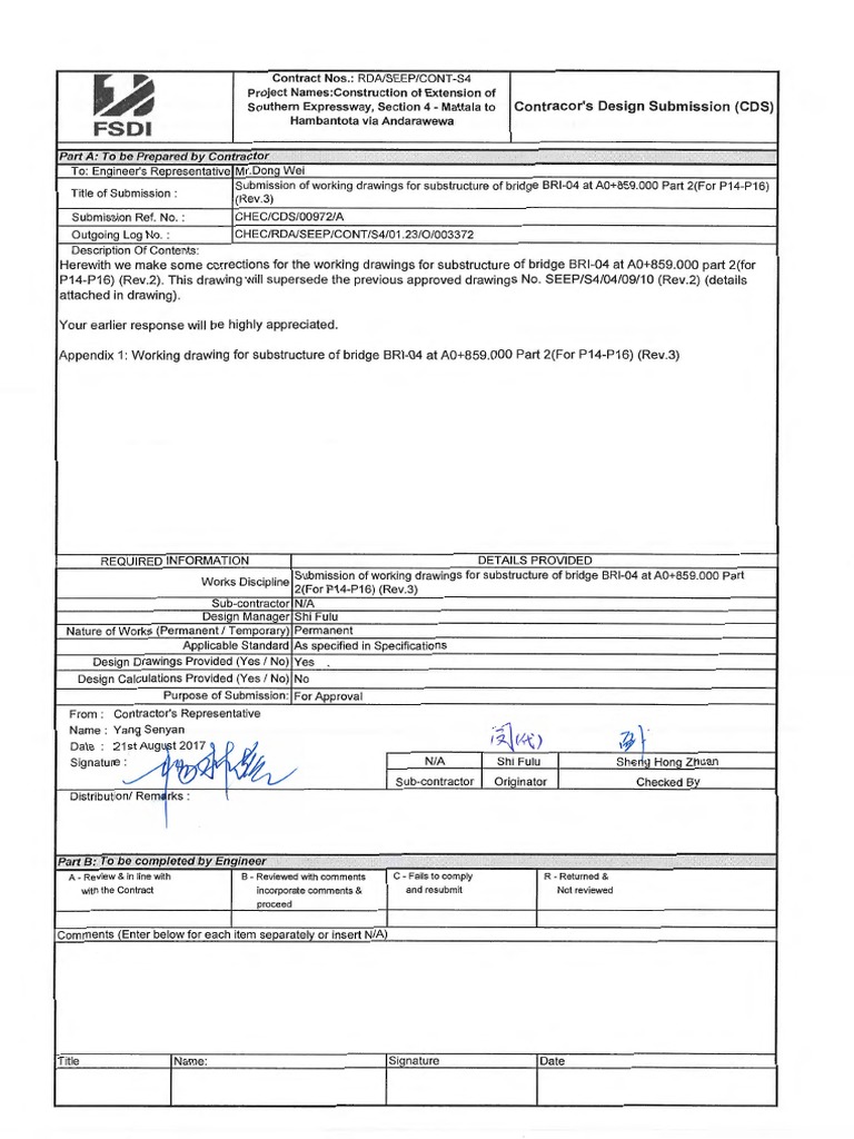 Out-Eng-CHEC-CDS-00972-A, Submission of Working Drawings For ...
