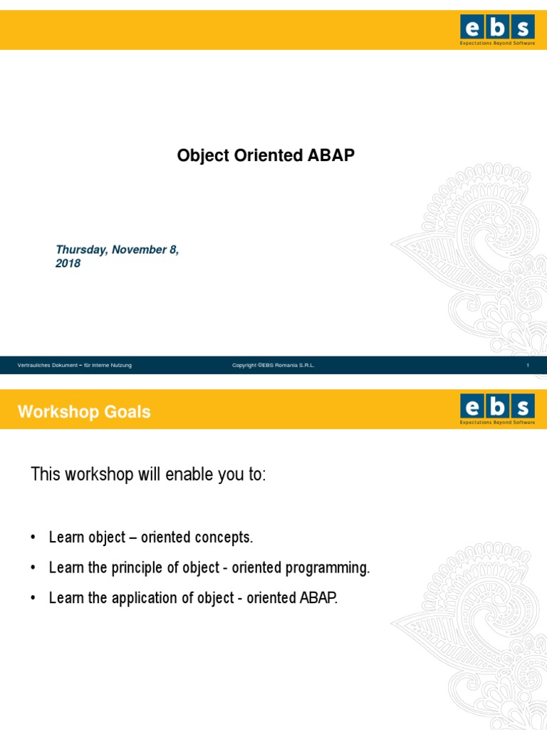 Object Oriented Abap Thursday November 8 2018 Pdf Class Computer Programming