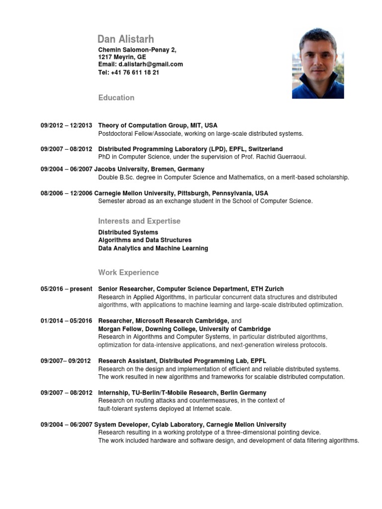 Professional CV Template | PDF | Distributed Computing | Computer Science