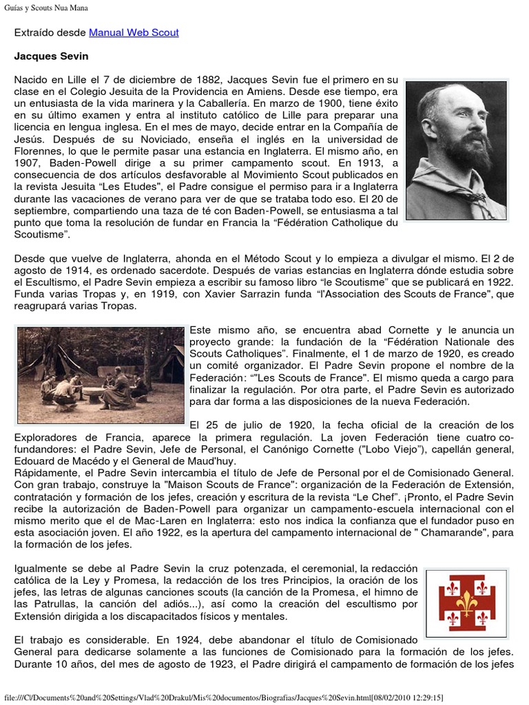 Biografía Jacques Sevin | PDF | Exploración | Movimientos juveniles