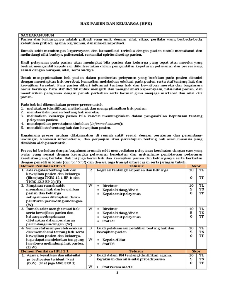 Elemen Penilaian Pokja HPK | PDF