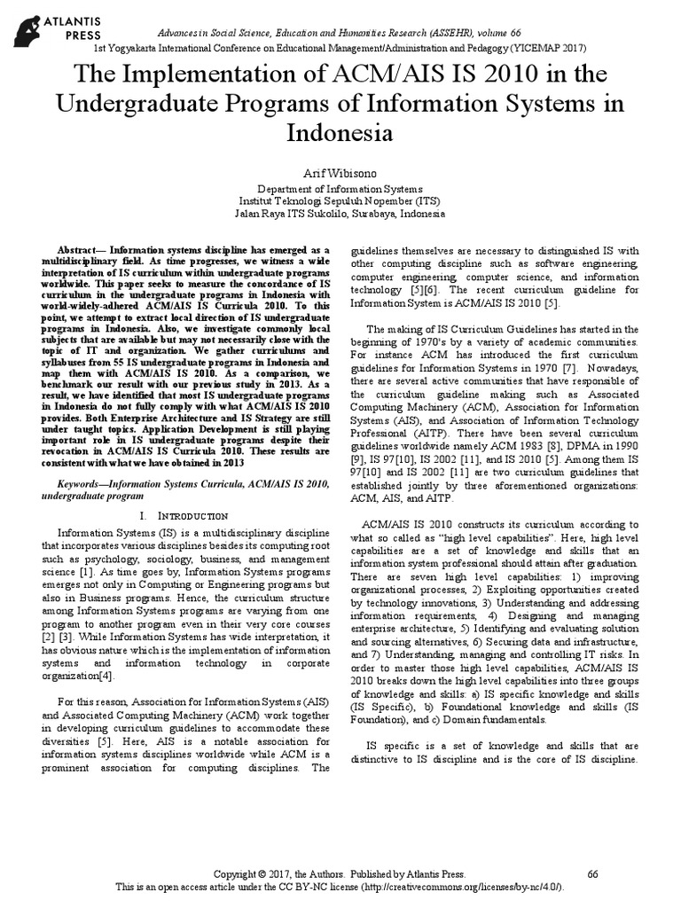 The Implementation of ACM/AIS IS 2010 in The Undergraduate Programs of ...