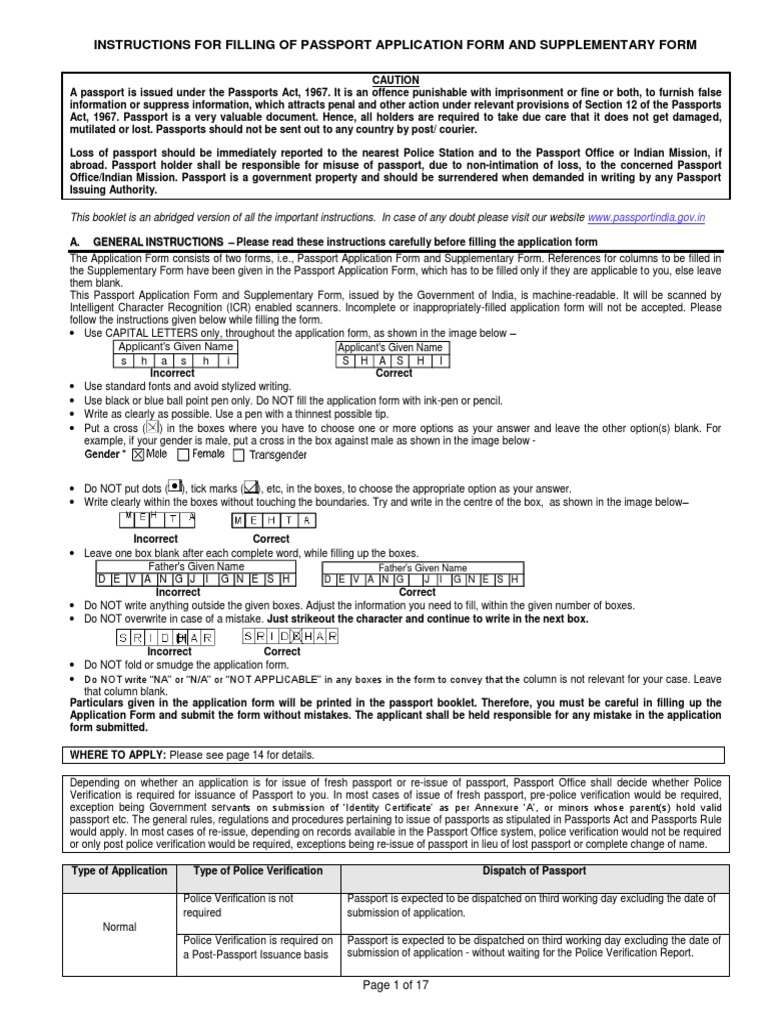 Passport Application Form Instructions | PDF | Passport | Academic Degree