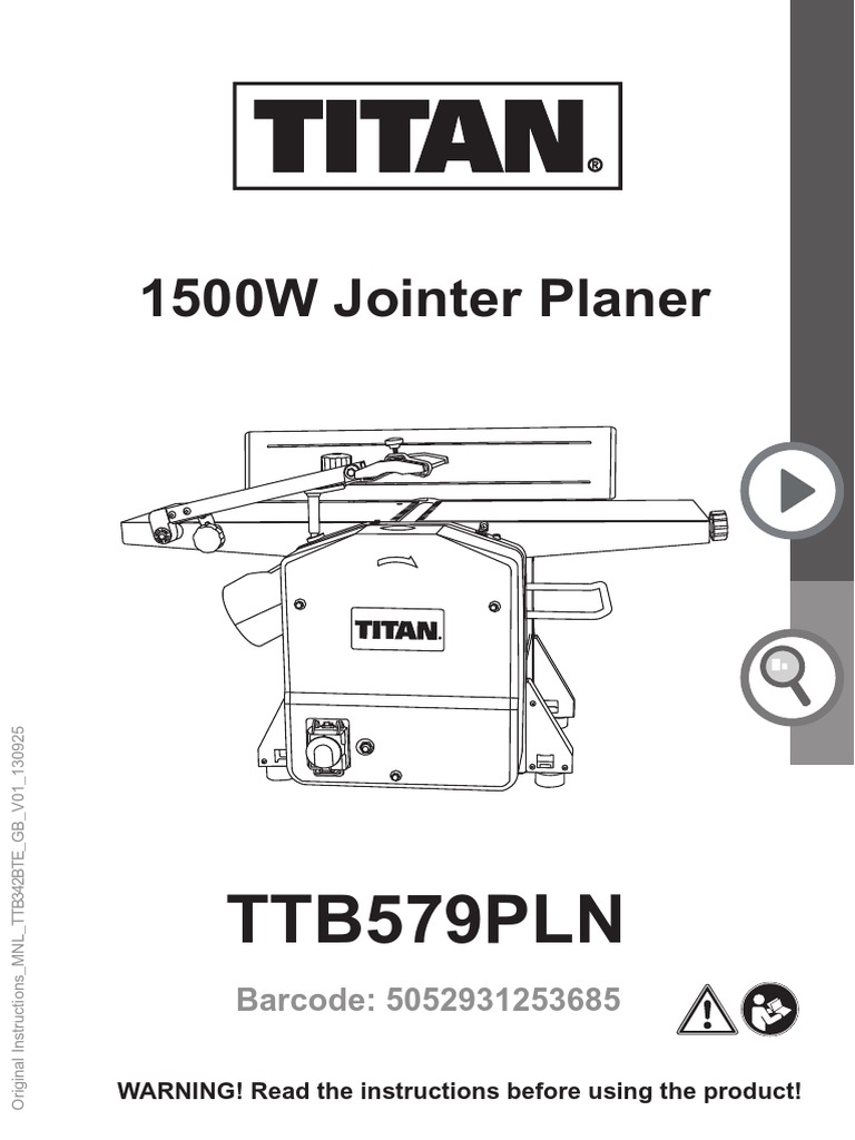Titan TTB579PLN Planer Manual | PDF | Ac Power Plugs And Sockets ...