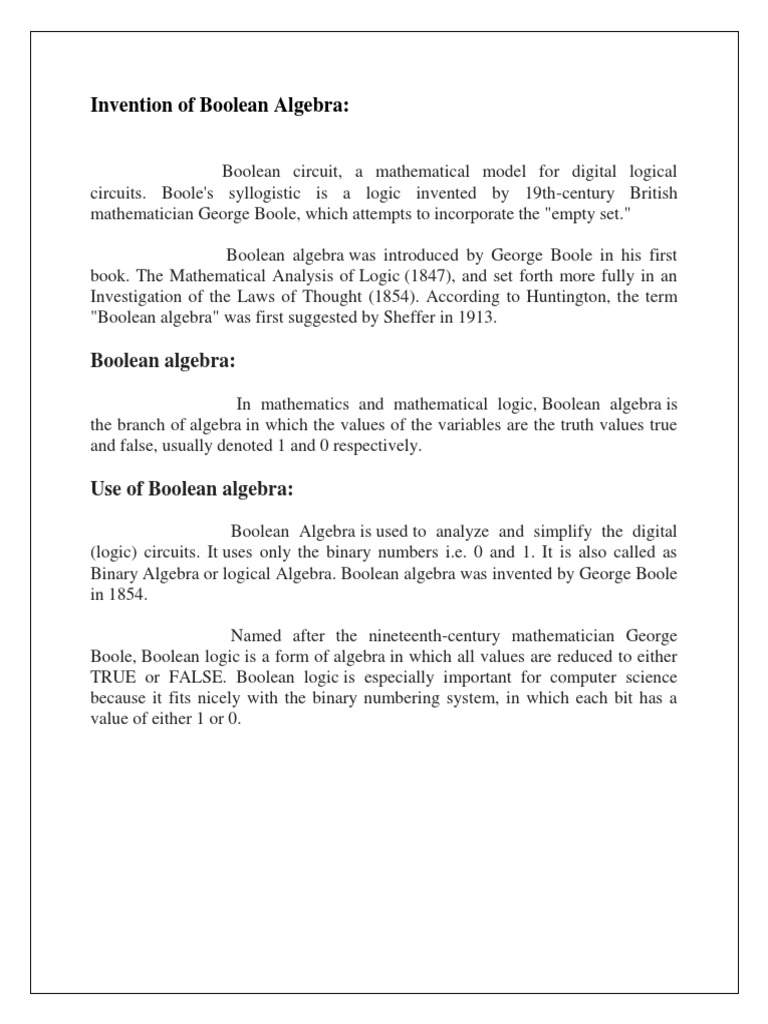 Boolean Calculator Pdf Boolean Algebra Teaching Mathematics 