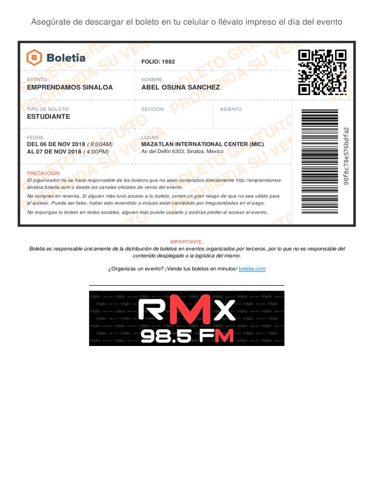 Descarga tu boleto para el evento | PDF