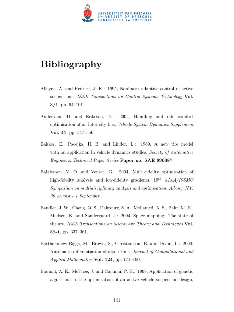 Bibliography: Engineers, Technical Paper Series Paper No. SAE 890087 ...