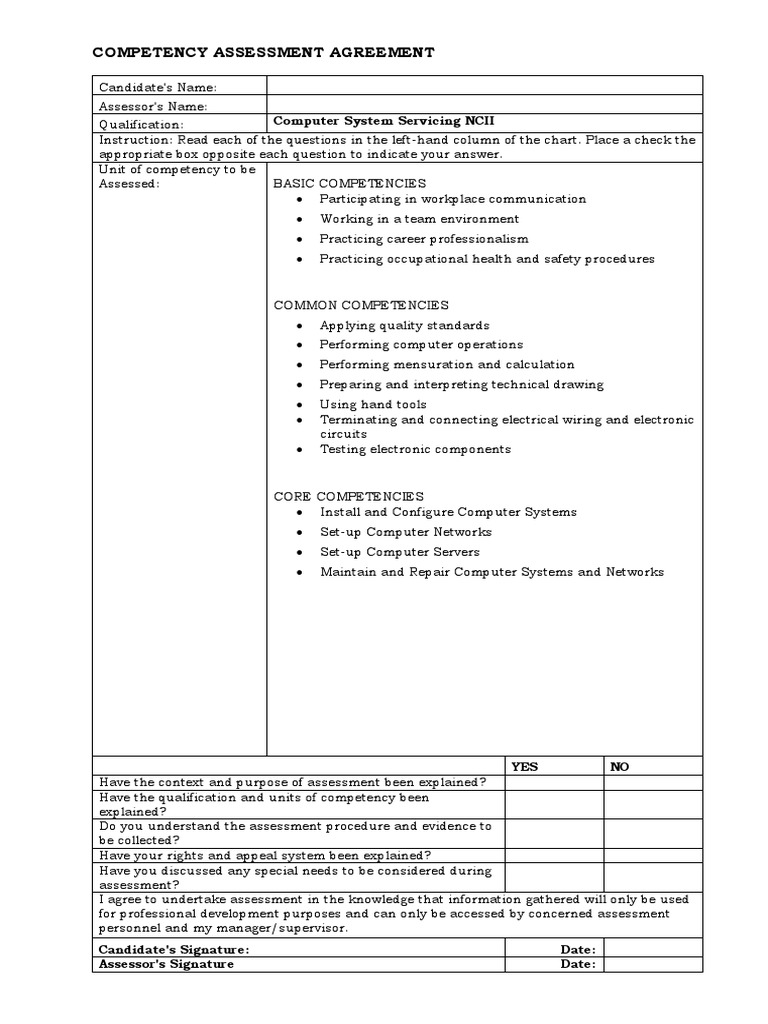 4 Competency Agreement Sheet | PDF | Computer Network | Computing