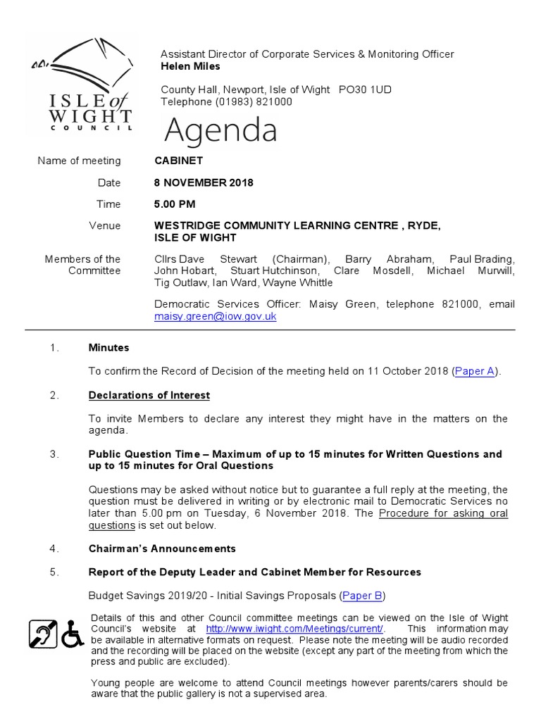 Cabinet Agenda | PDF | Public Sphere | Social Institutions