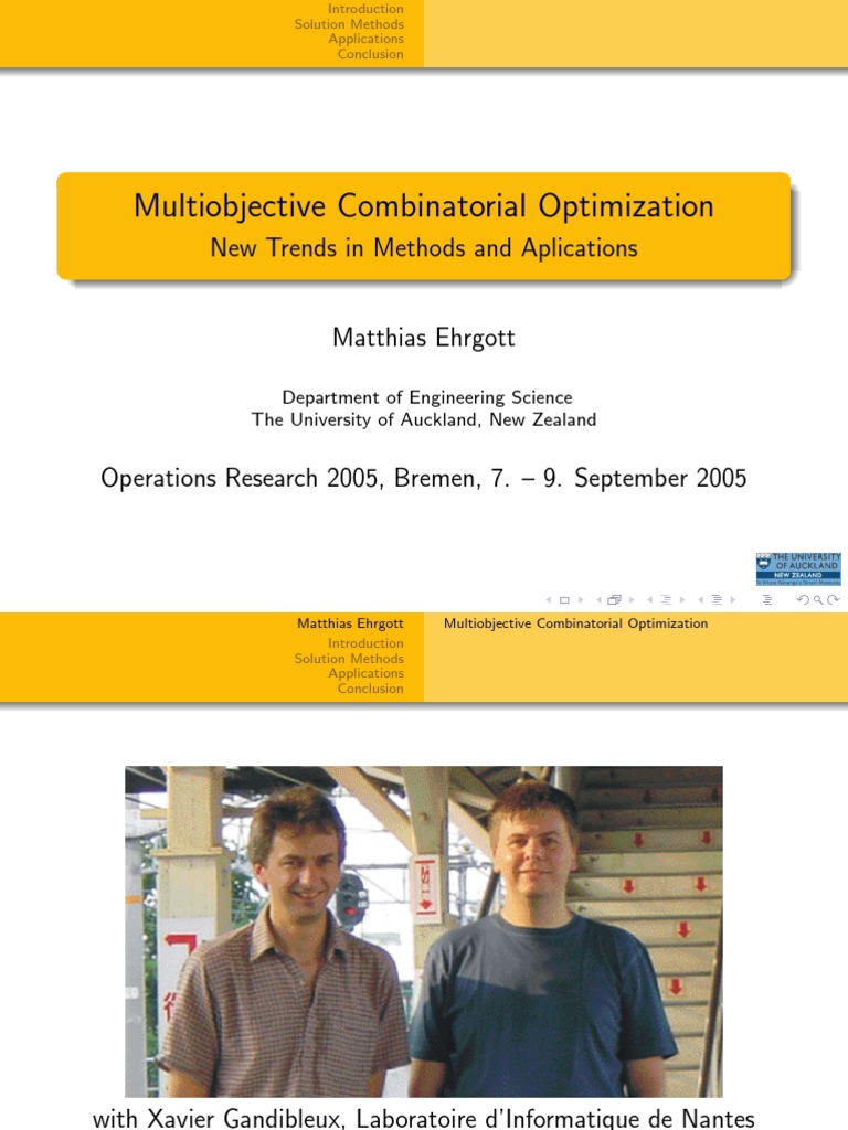 Multiobjective Combinatorial Optimization: New Trends in Methods and ...
