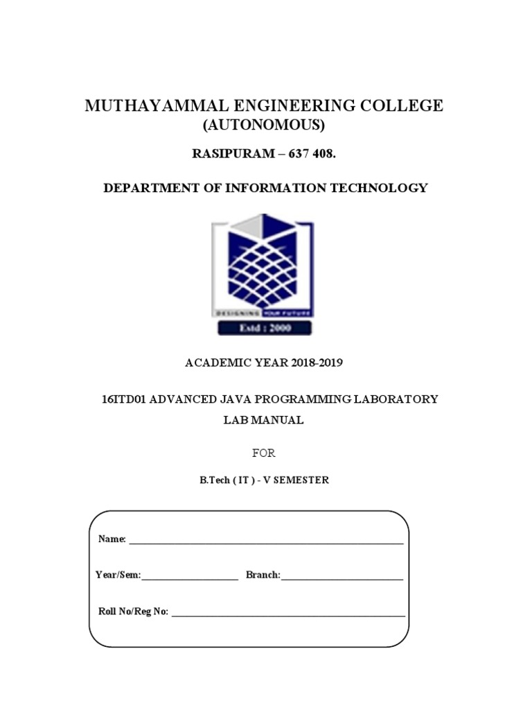Ajp Lab Manual 2018-19 | PDF | Java Server Pages | Java Servlet