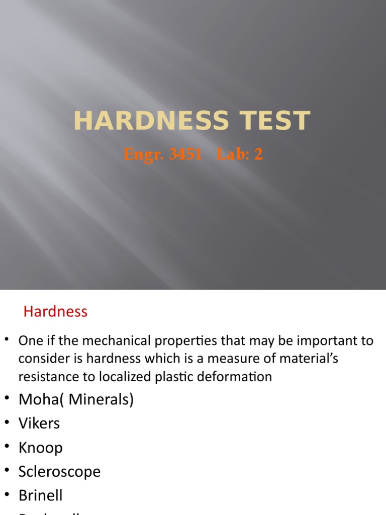 Hardness Test Training Pdf Hardness Mechanical Engineering