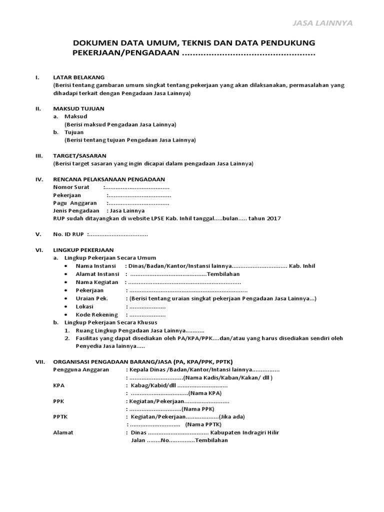 Contoh Dokumen Teknis Dan Data Pendukung | PDF
