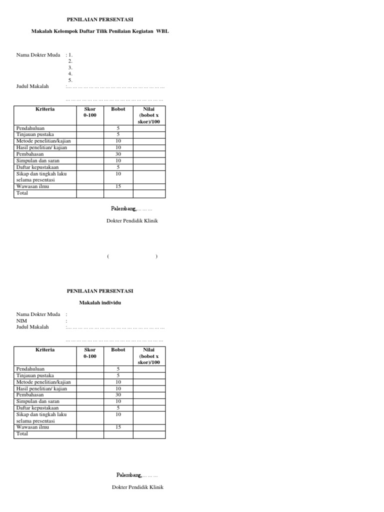 Penilaian Persentasi | PDF
