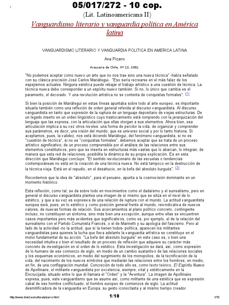 Vanguardismo en América Latina | PDF | Vanguardia | America latina
