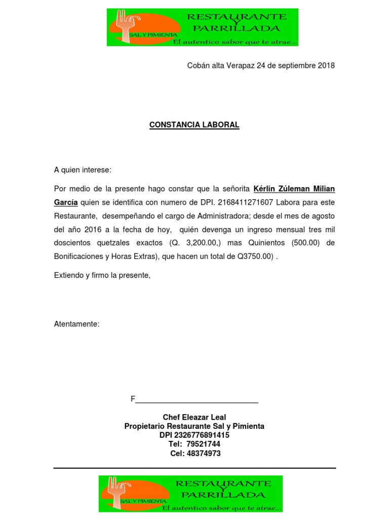 Constancia Laboral | PDF