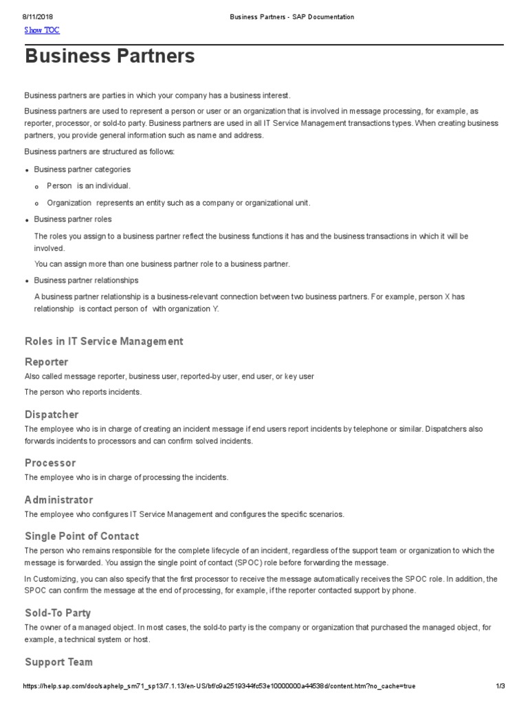 Business Partners Sap Documentation Pdf It Service Management