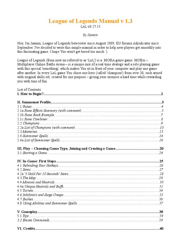 League of Legends Manual v1.3 Part 1 | PDF | Leisure