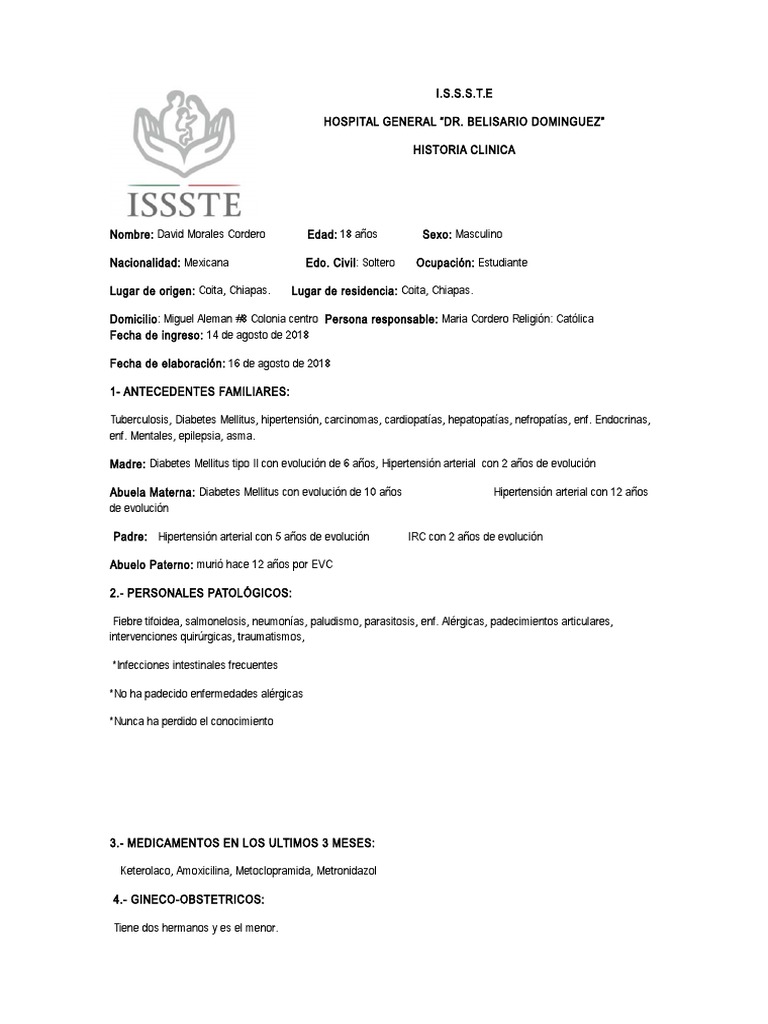 Historia Clinica Issste | Especialidades Medicas | Rtt | Prueba gratuita de 30 días | Scribd