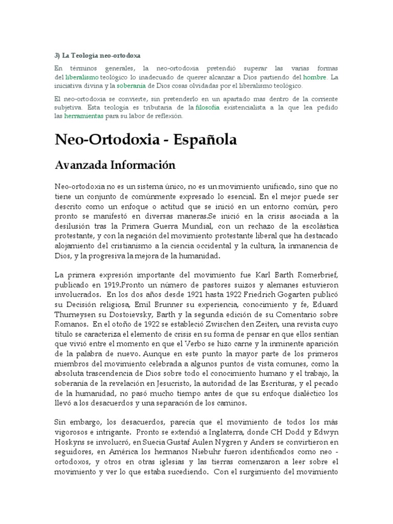 Teología Neo-Ortodoxa: Conceptos Clave | PDF | Divinidad (disciplina ...