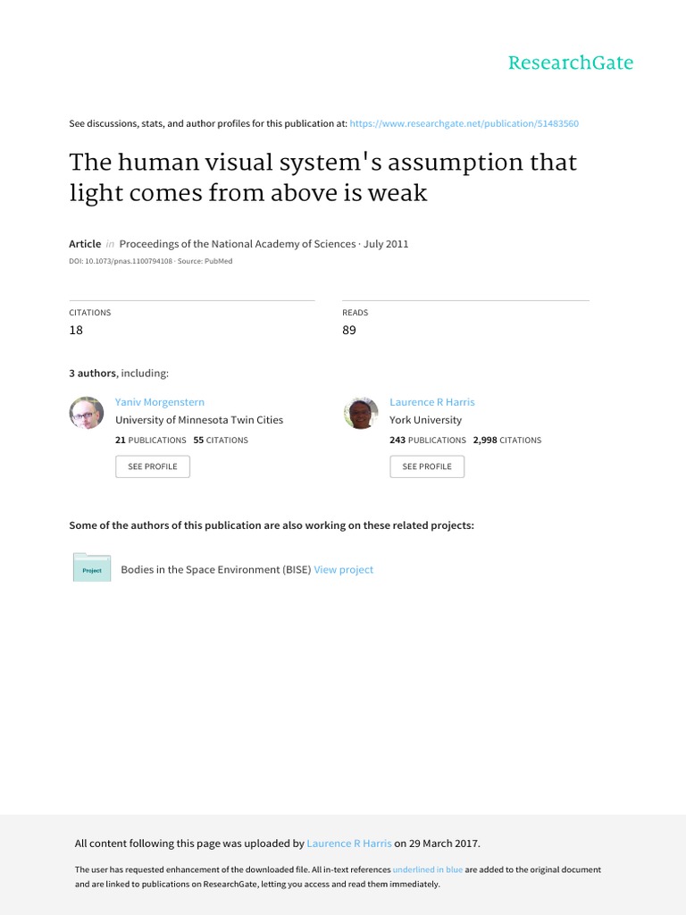 The Human Visual System's Assumption That Light Comes From Above Is ...