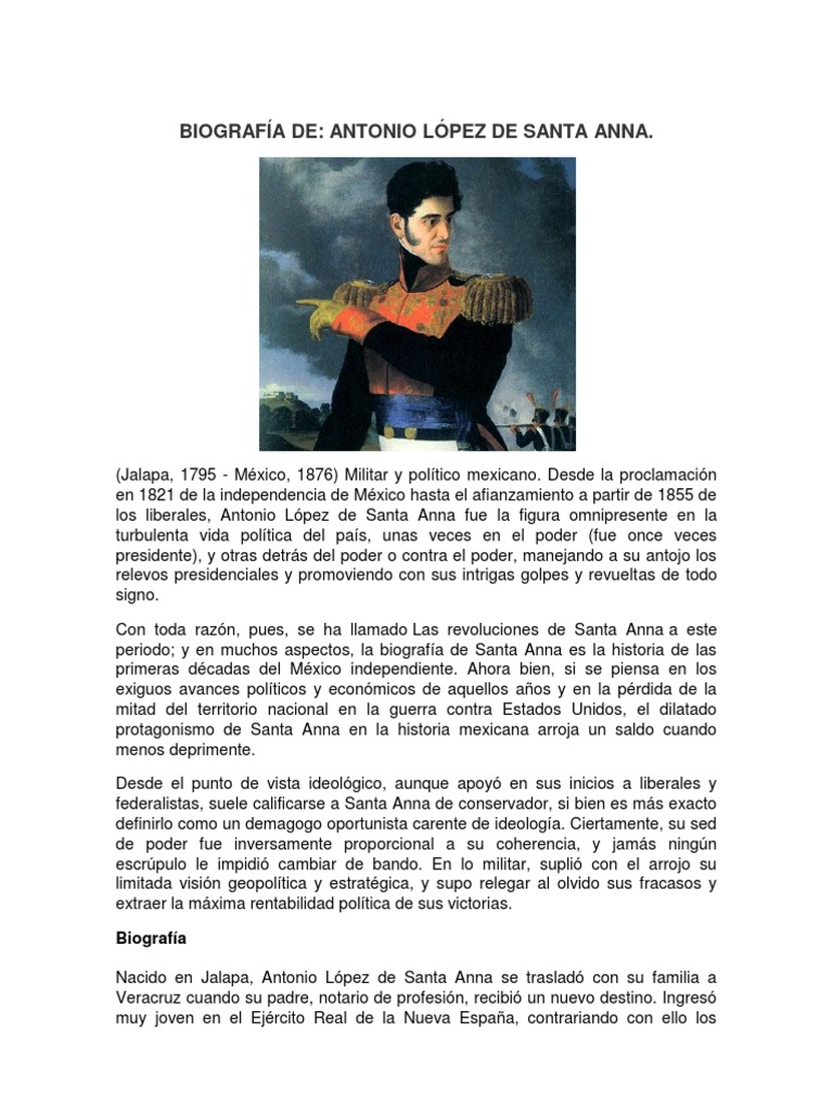 Biografía de Santa Anna | PDF | Guerra mexicano-estadounidense | México