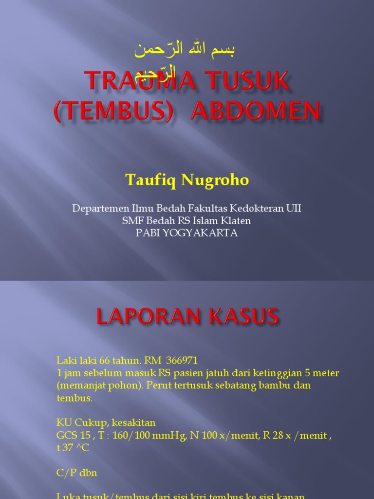 Trauma Tusuk (Tembus) Abdomen | PDF