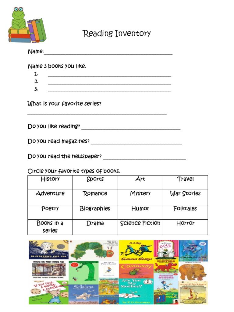 Reading Inventory Questionnaire | PDF | Language Arts & Discipline
