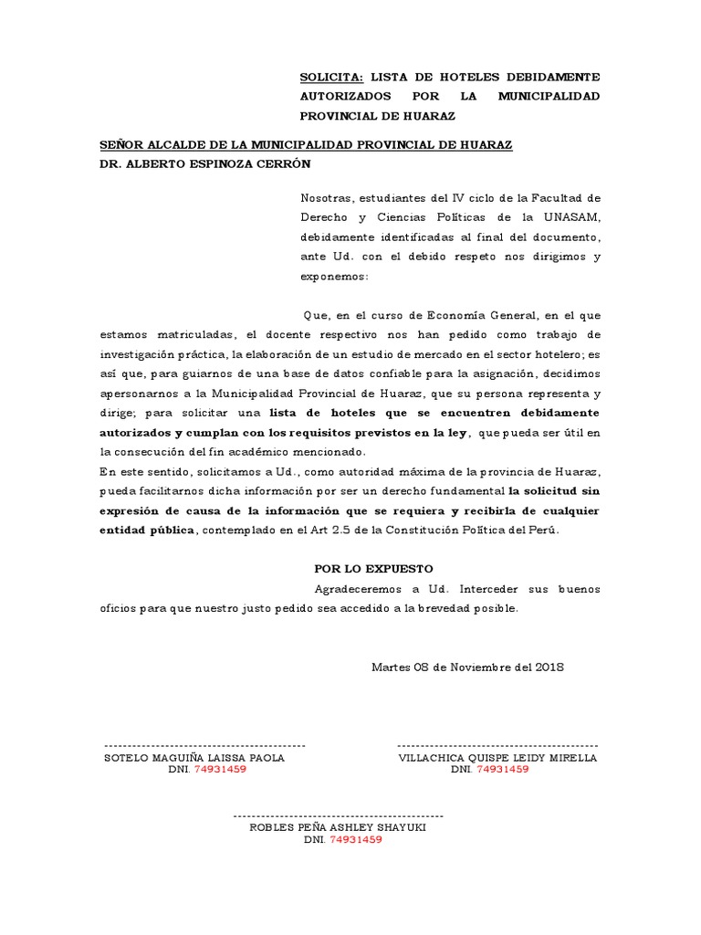 Solicitud A La Municipalidad | PDF