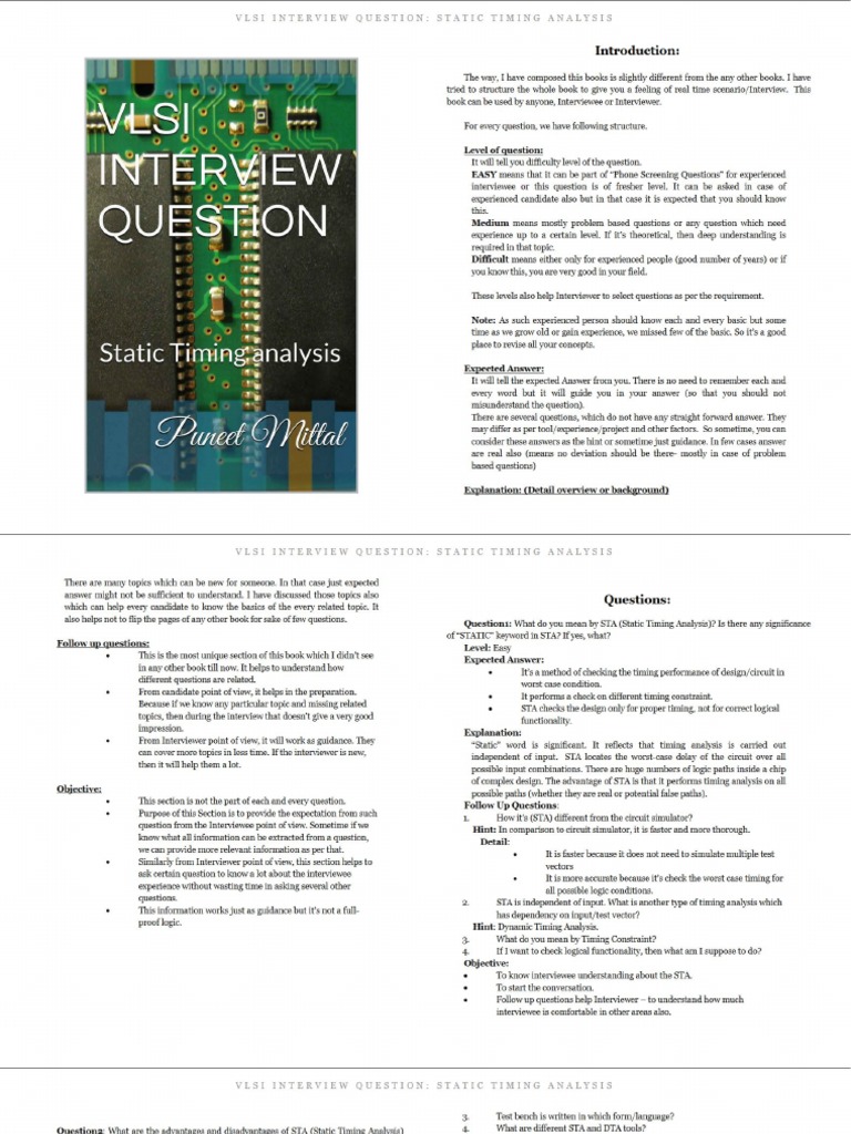 Vlsi Interview Question Static Timing Analysis By Puneet Mittal Pdf