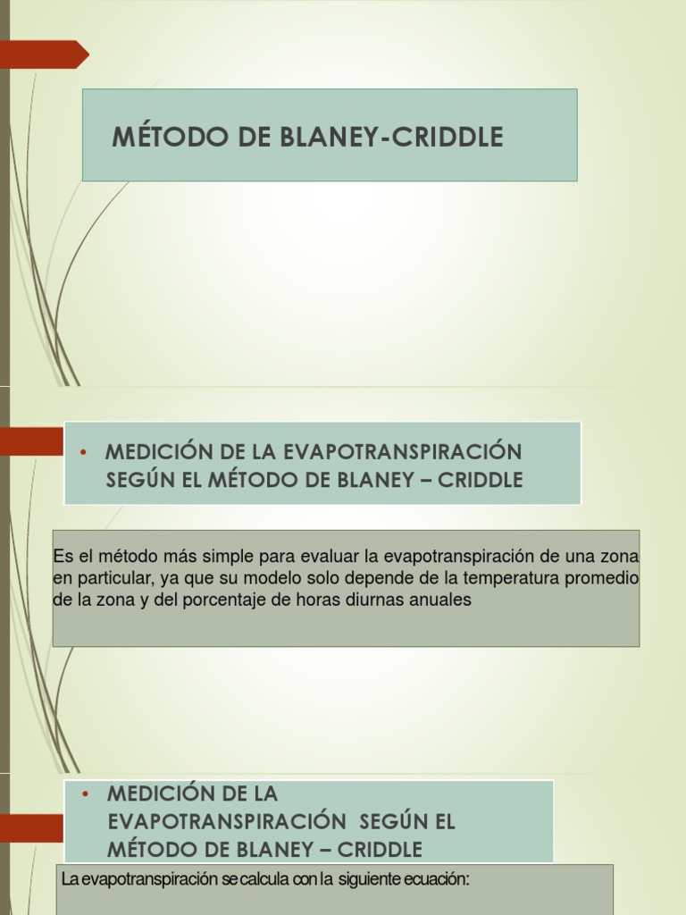 Parte 5 Blaney Criddle | Descargar gratis PDF | Evapotranspiración ...