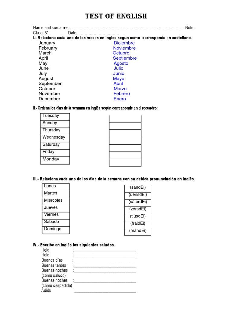 Test of English | PDF | Ocio