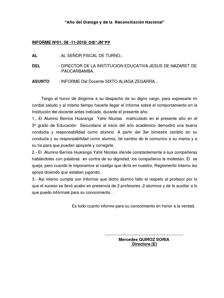 Modelo de Informe de Ocurrencias | PDF