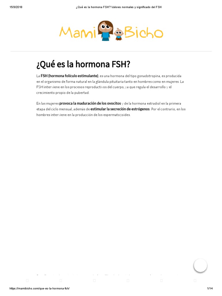 ¿Qué Es La Hormona FSH - Valores Normales y Significado Del FSH | PDF ...