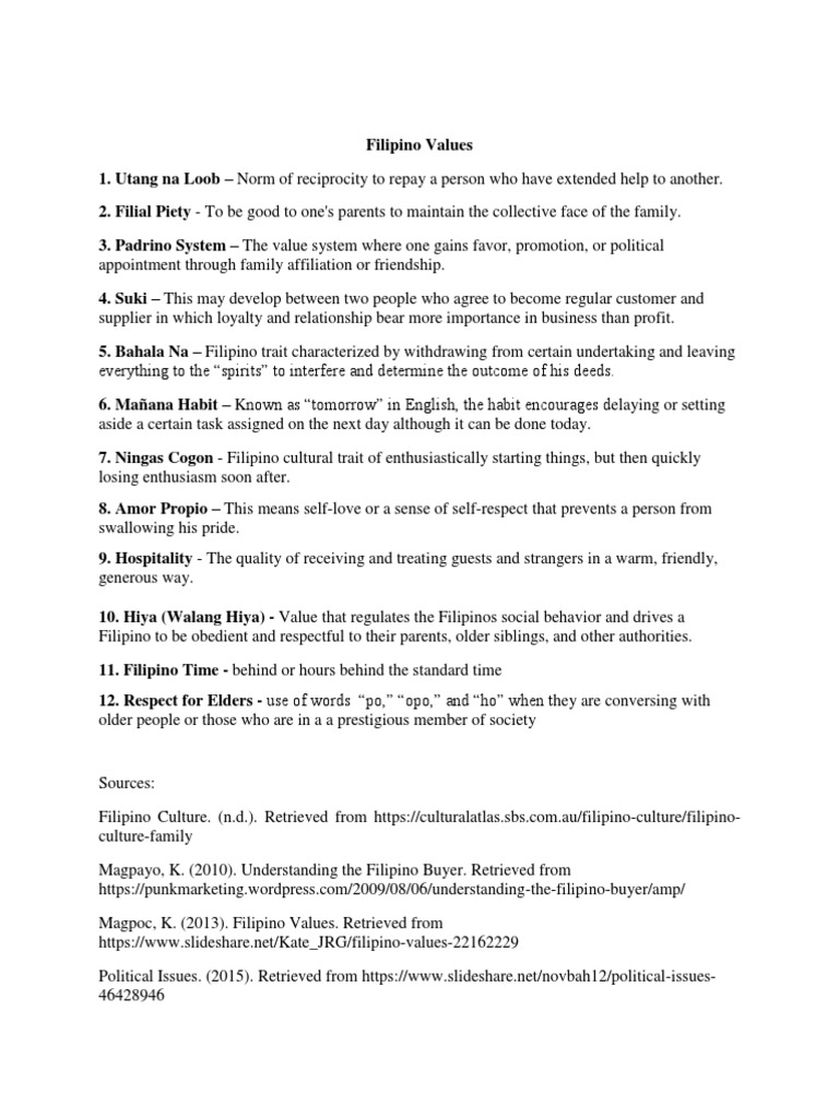 Filipino Values | PDF | Value (Ethics) | Philippines