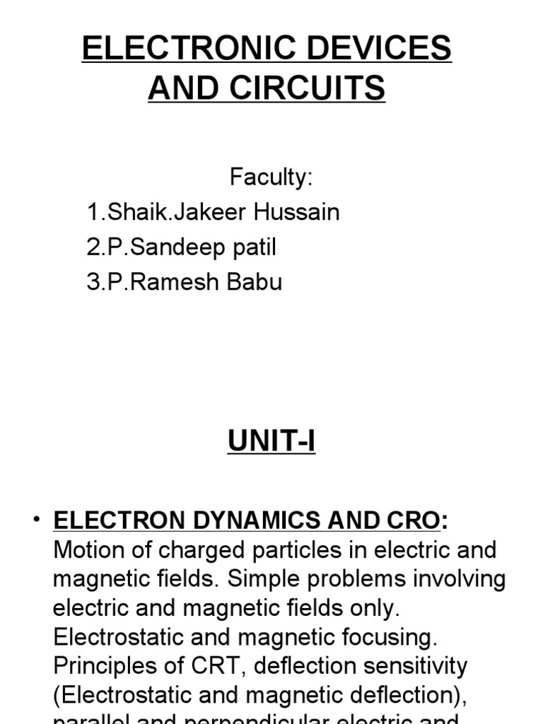Electronic Devices and Circuits: Faculty: 1.shaik - Jakeer Hussain 2.P ...