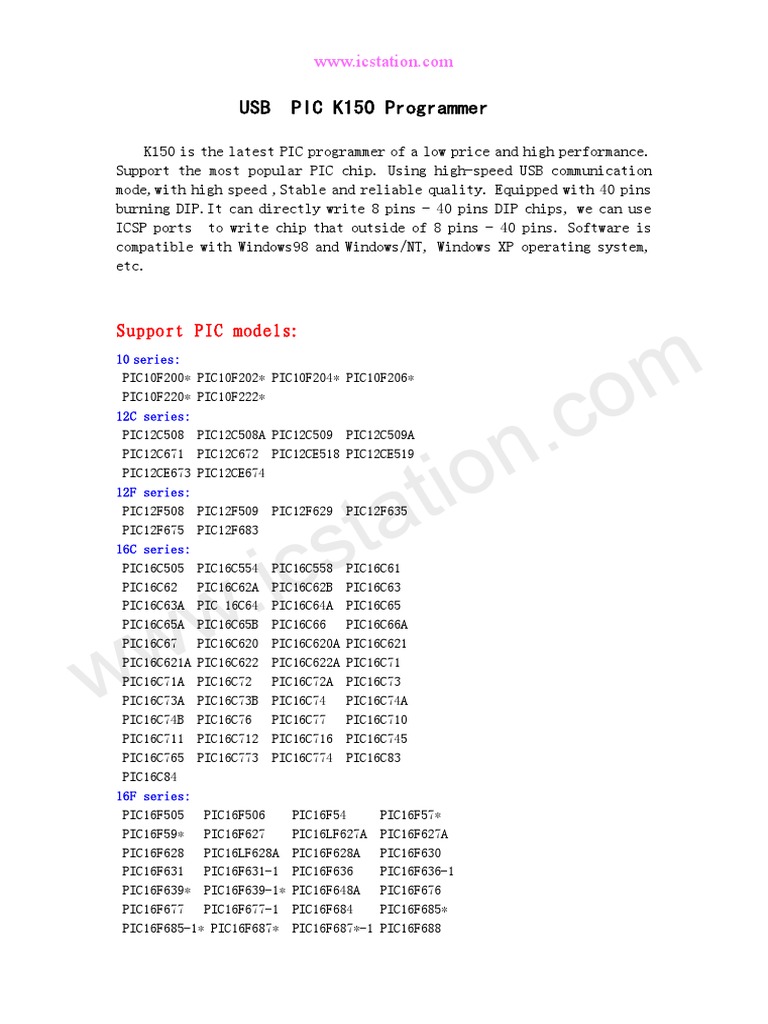 USB PIC K150 Programmer Guide | PDF | Device Driver | Microsoft Windows