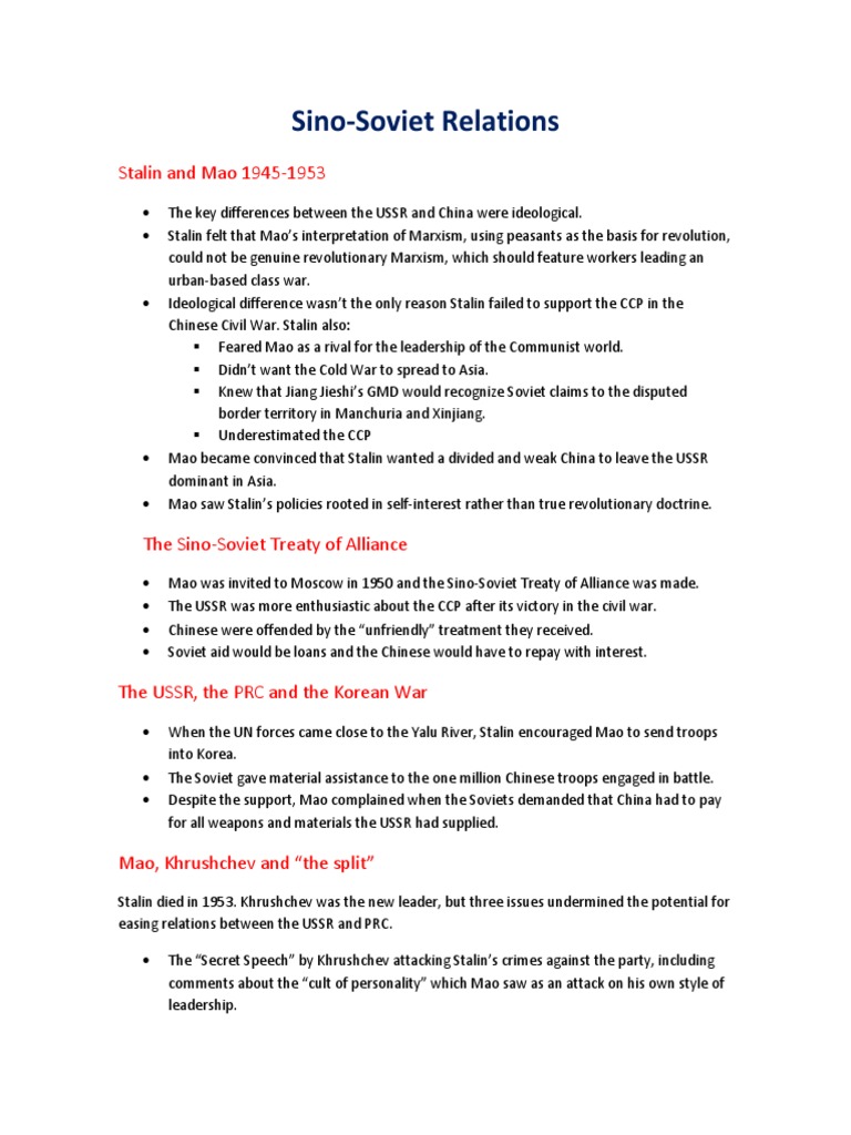 IB History HL - Sino Soviet Relations | PDF | Mao Zedong | Pol Pot
