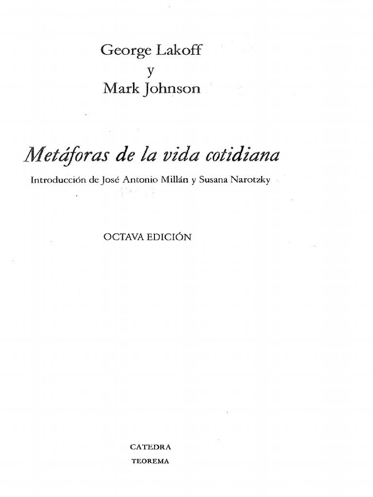 Lakoff George Y Johnson Mark - Metaforas de La Vida Cotidiana | PDF | Metáfora | Comprensión
