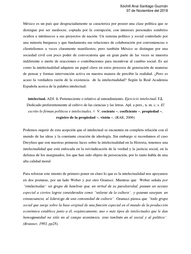 Ensayo Sobre La Intelectualidad en México | PDF | Intelectual | Verdad