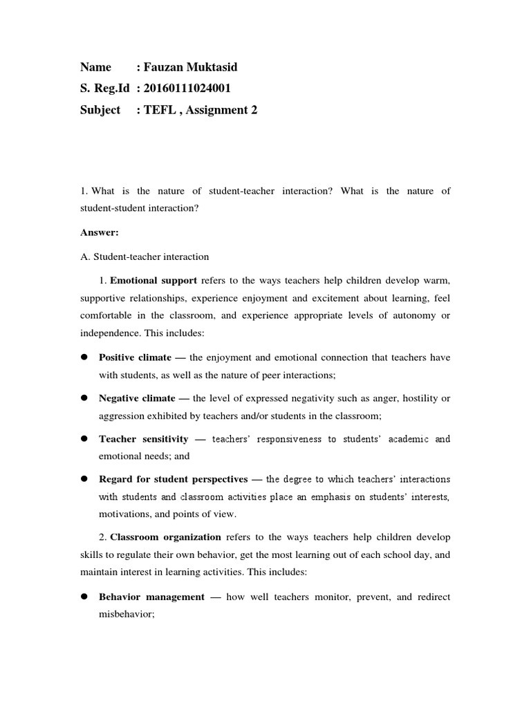 Tefl Assignment 2 | PDF | Teachers | Classroom
