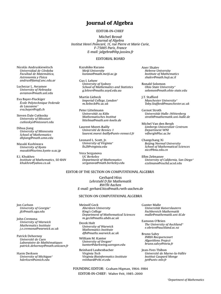 Journal of Algebra V322 I11.2 | PDF | Ring (Mathematics) | Field ...