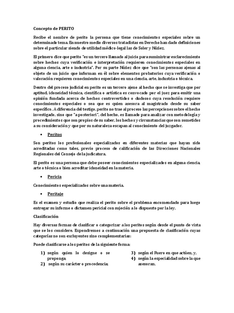 Concepto de PERITO | PDF | Testigo experto | Información del gobierno
